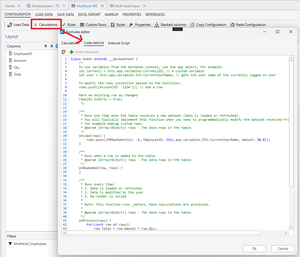 Code-behind | Profitbase Docs